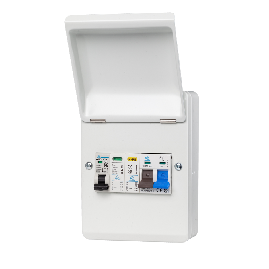 EV Connection Unit – 100A Main Switch + SPD + 40A MCB | Power & Data UK