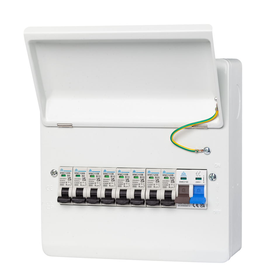 8 Way Consumer Unit – Main Switch + 8 MCBs | Steel Board