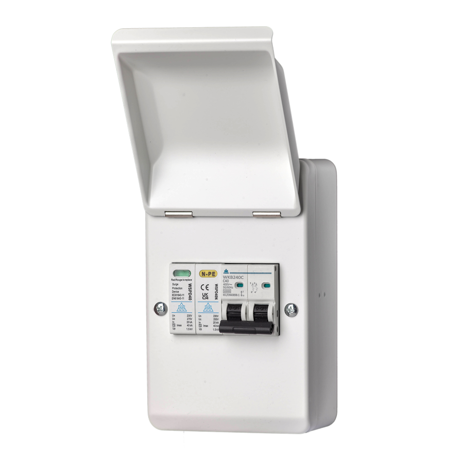 4 Way Metal Enclosure – 40A C Curve MCB + SPD (WMKB240CSP)