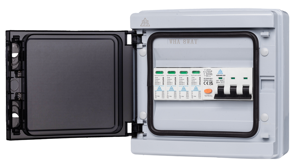 3 Phase SPD Enclosure | IP65 8 Way with RCBO or MCB
