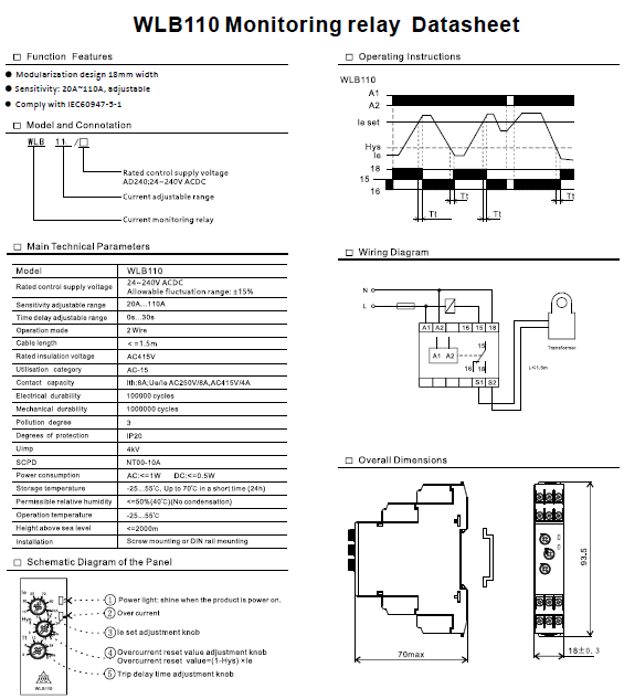 Load Monitoring Relay – 10–100A Adjustable