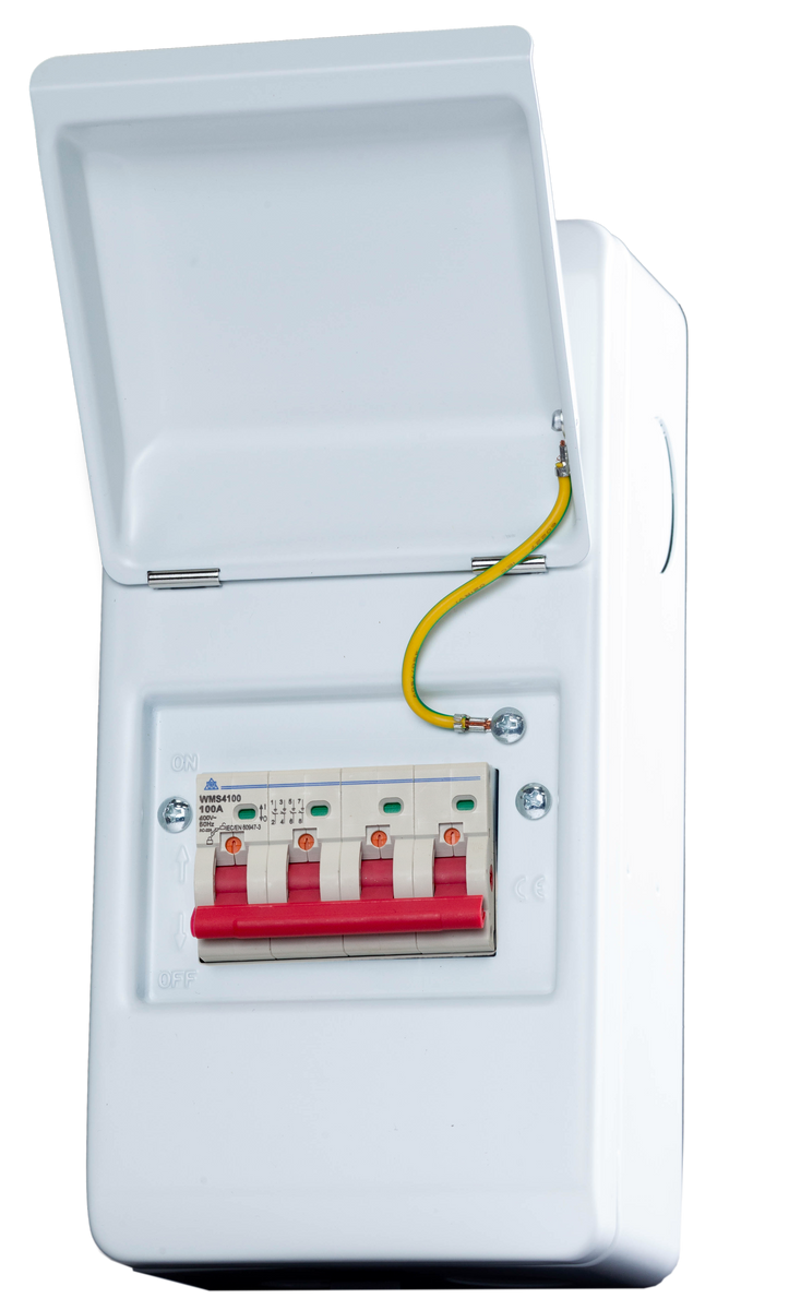 4 Pole Main Switch in 4 way Metal Enclosure – power-and-data-uk